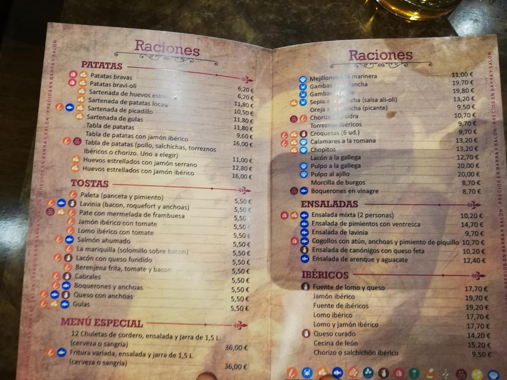 Menu at Lavinia 57 pub & bar, Madrid, Calle Guarena 7