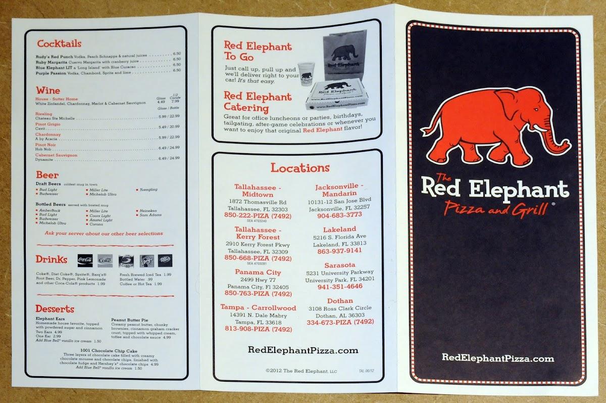 Menu at Red Elephant Pizza & Grill pizzeria, Tallahassee, Kerry Forest Pkwy