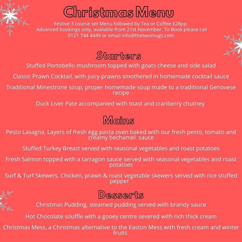 Menu at The Two Mugs cafe, Solihull
