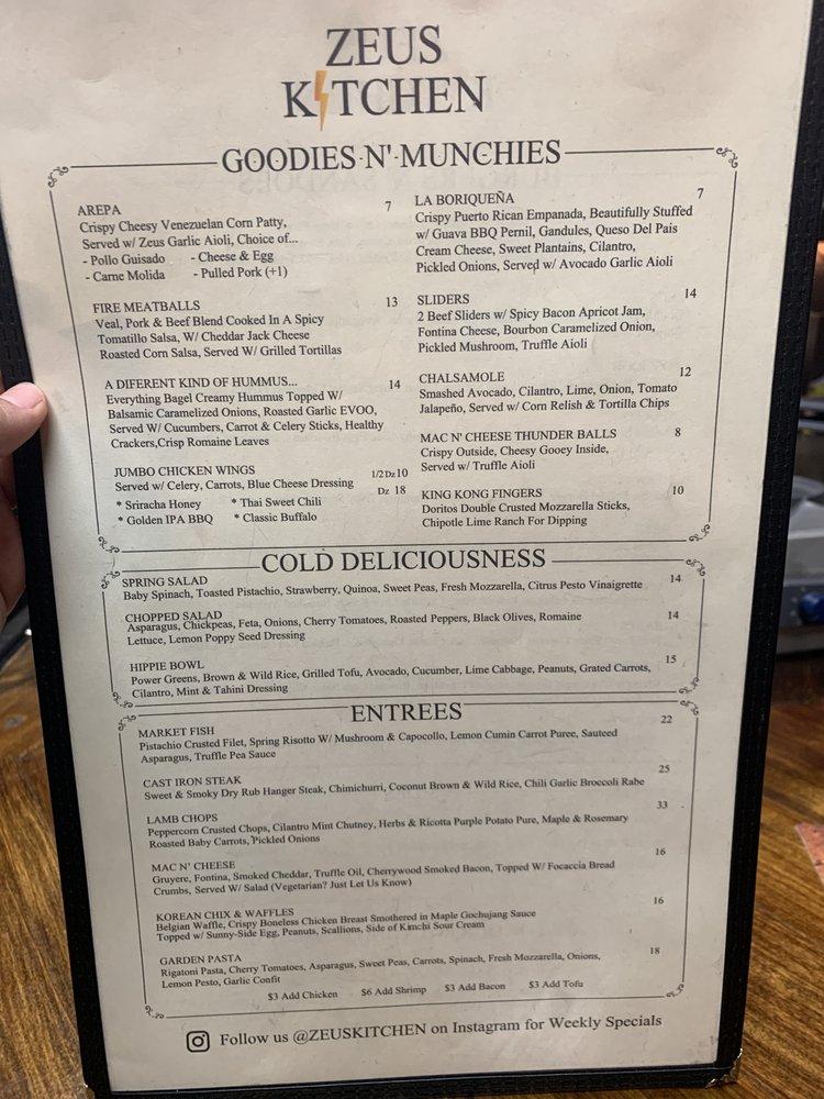 Menu at Zeus Kitchen restaurant, New York City, 27 24 21st St