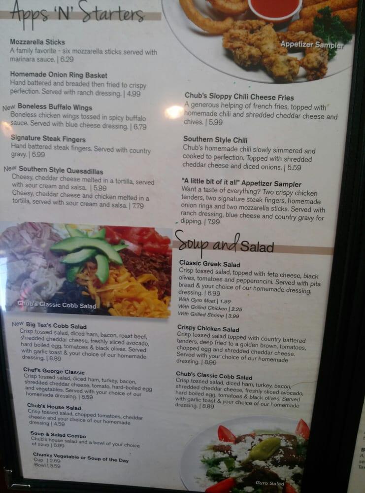 Menu at Chubby's Restaurant, Dallas, S Cockrell Hill Rd