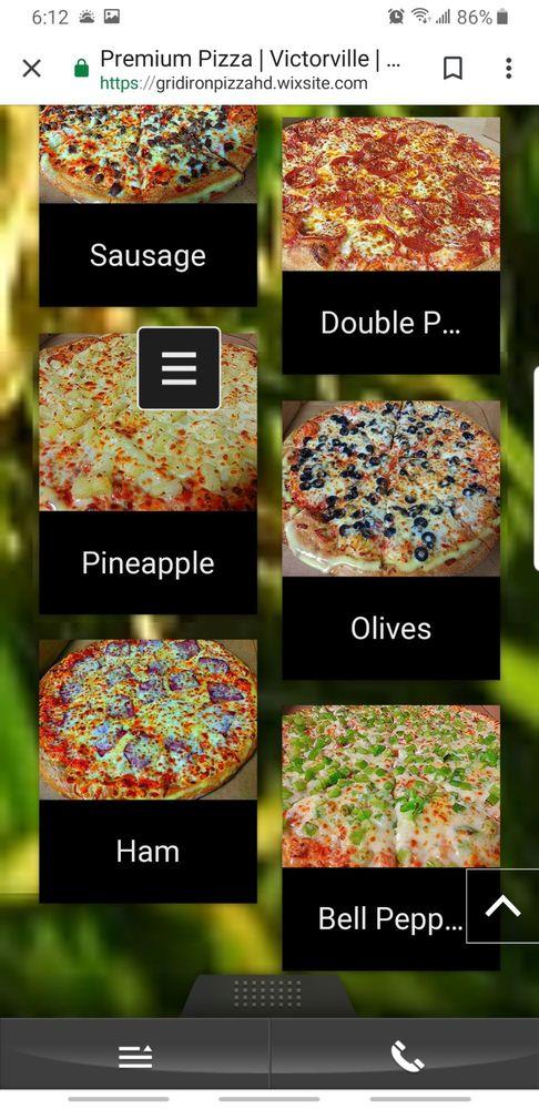 Menu at Gridiron Pizza pizzeria, Adelanto