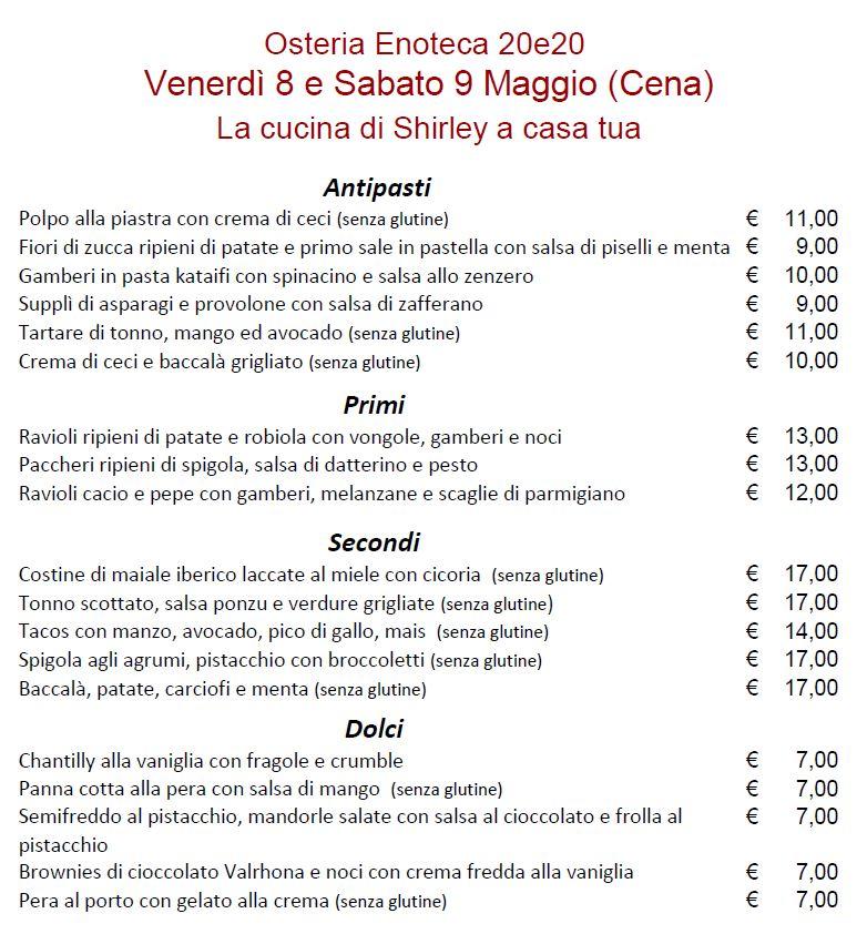 Menu da Osteria Enoteca 20e20 ristorante, Roma
