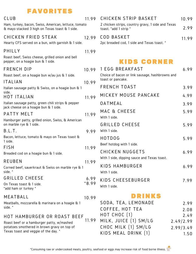 Menu at Two Sisters cafe, Florence