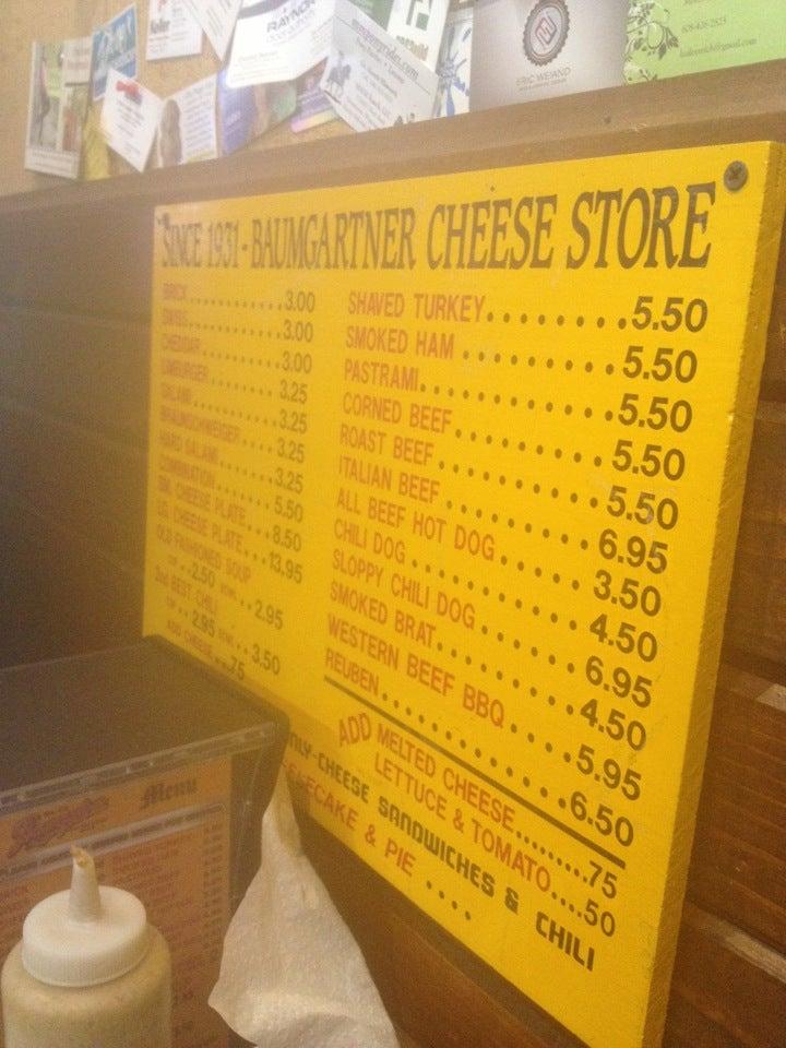 Menu at Baumgartner's Cheese Store & Tavern pub & bar, Monroe