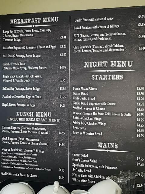 Menu at Bella Vita pizzeria, Belfast