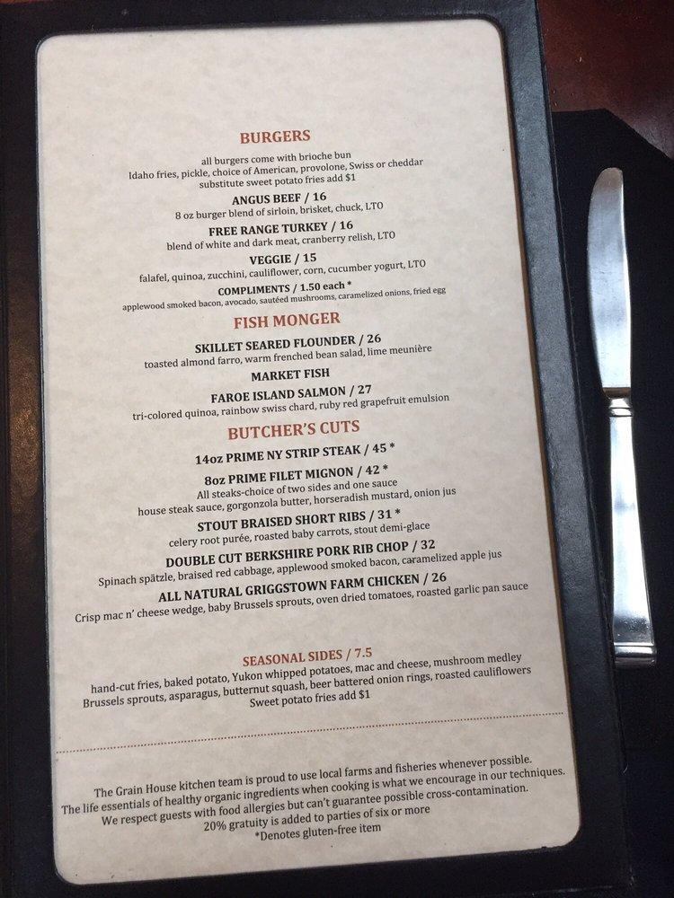 Menu at Grain House pub & bar, Bernards