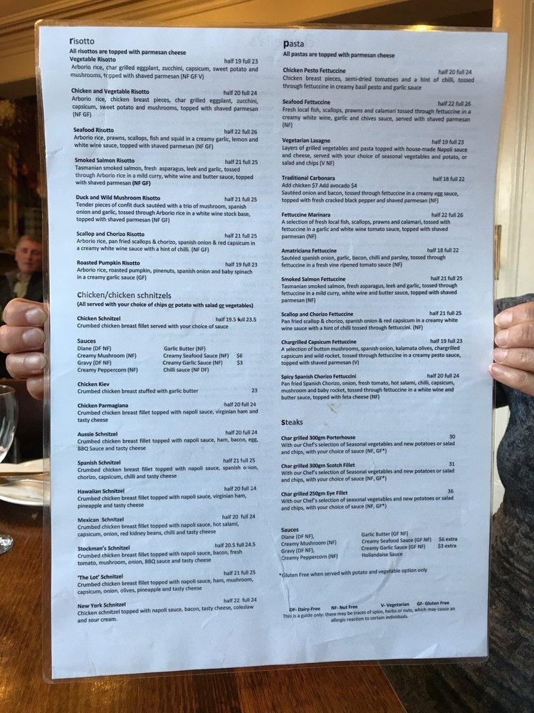 Menu at Macs Hotel pub & bar, Portland