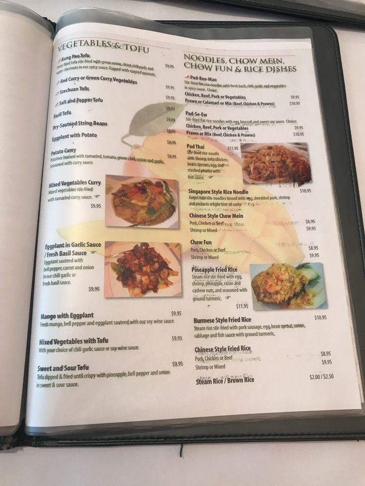 Menu at Sweet Mango restaurant, San Jose