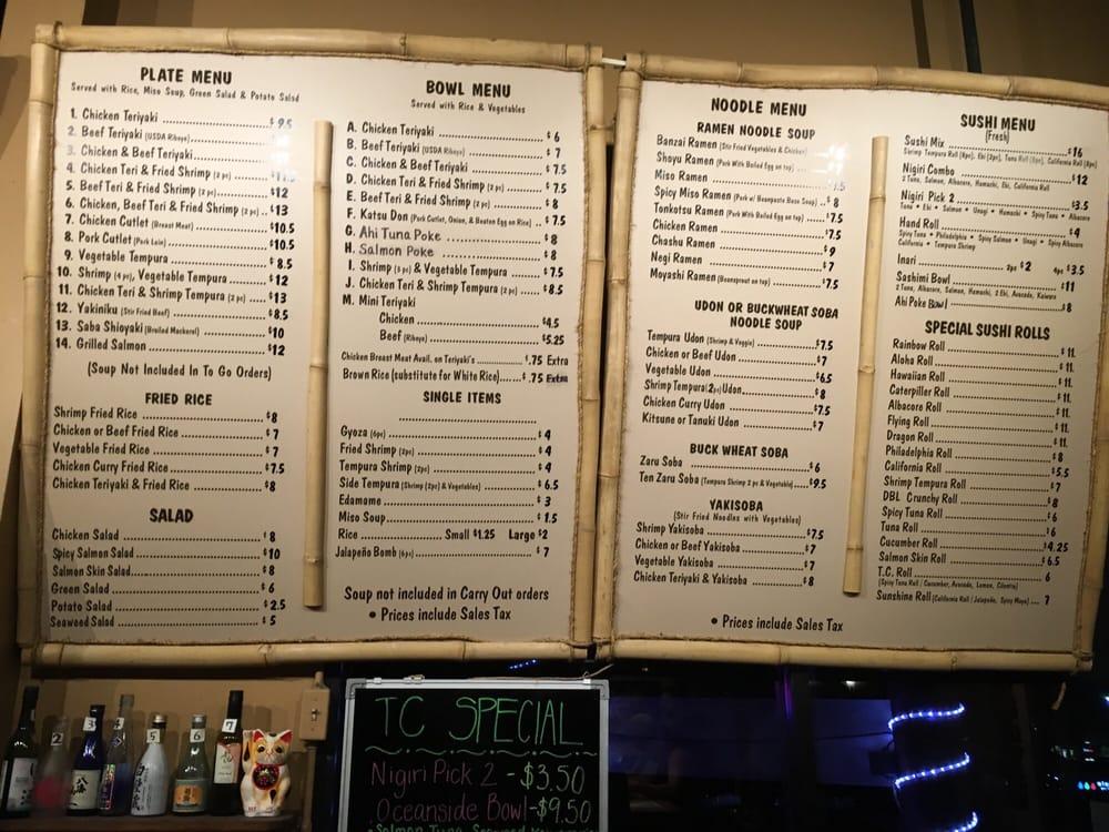 Menu at Teri Cafe, Oceanside, S El Camino Real UNIT 123