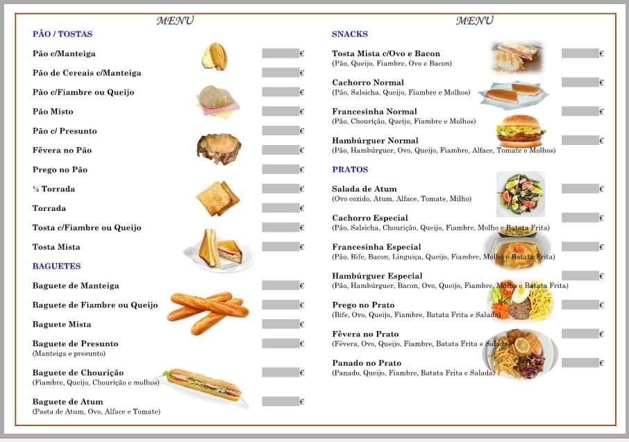 Menu em Via Café, Viatodos