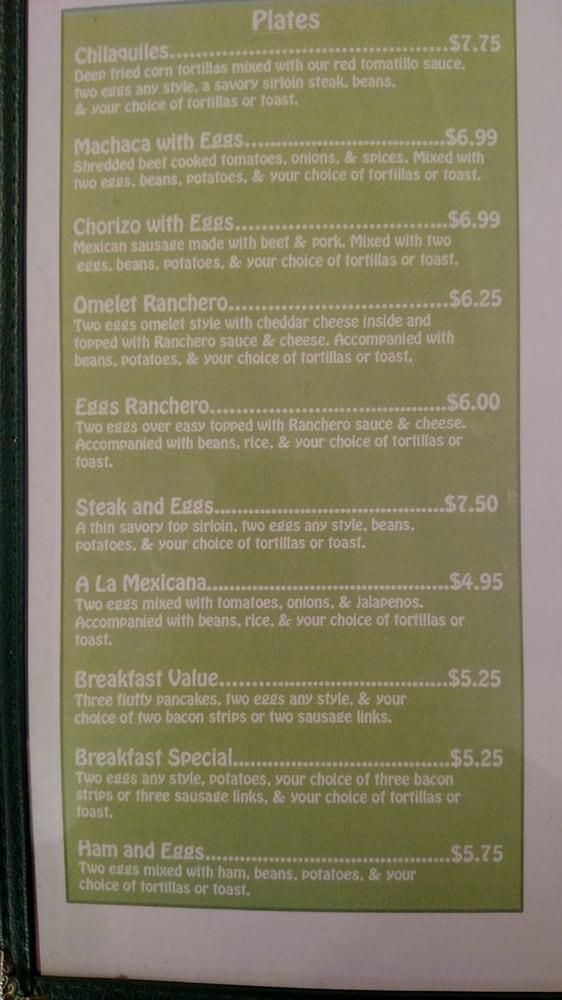 Menu at Adrian's #2 restaurant, Mesa