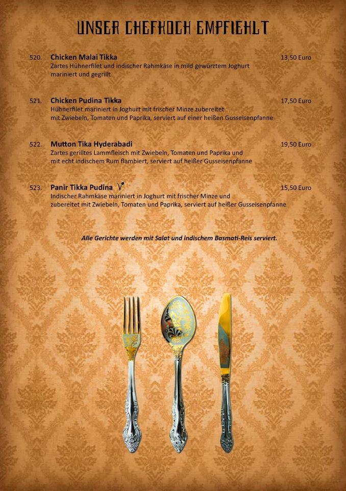 Menu at Restaurant „INDIAN VILLA“, Potsdam