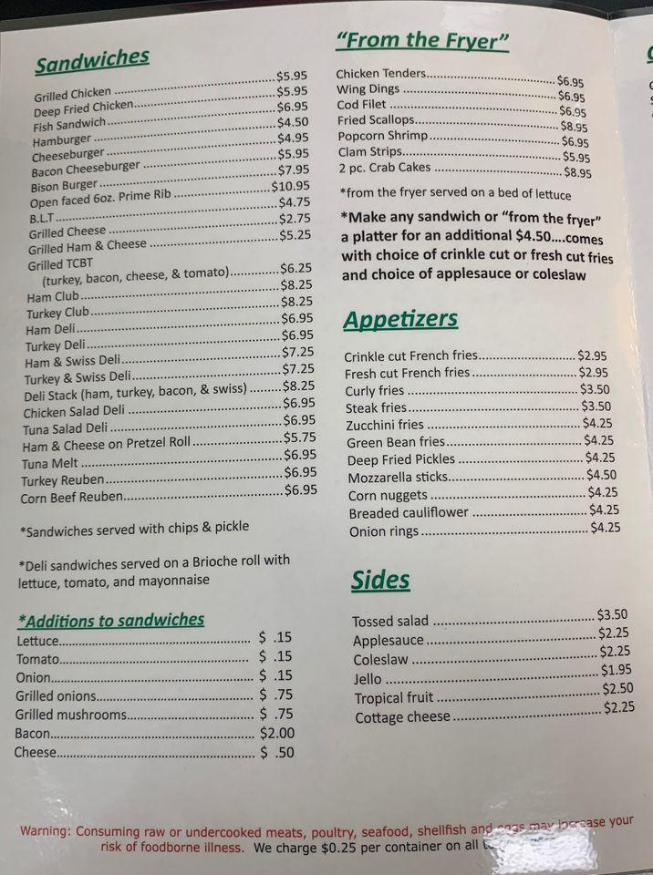 Menu at Restless Oaks Restaurant, McElhattan, 119 Pine Mountain Rd