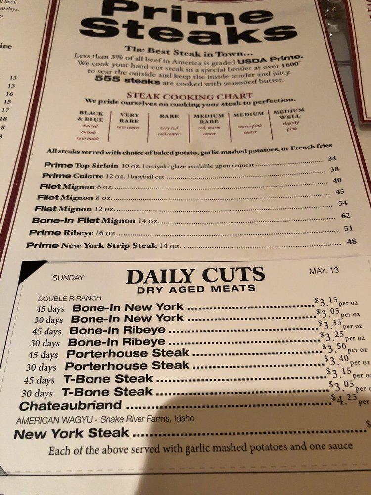 Menu at 555 East American Steakhouse, Long Beach