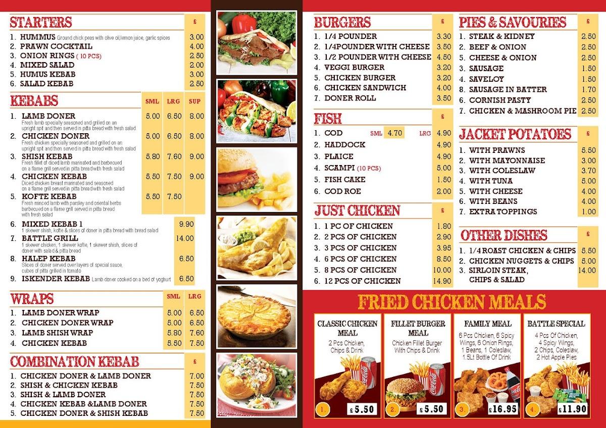 Menu at Battle Kebabs, Fish & Chips Cafe Restaurant, Battle, Unit 1