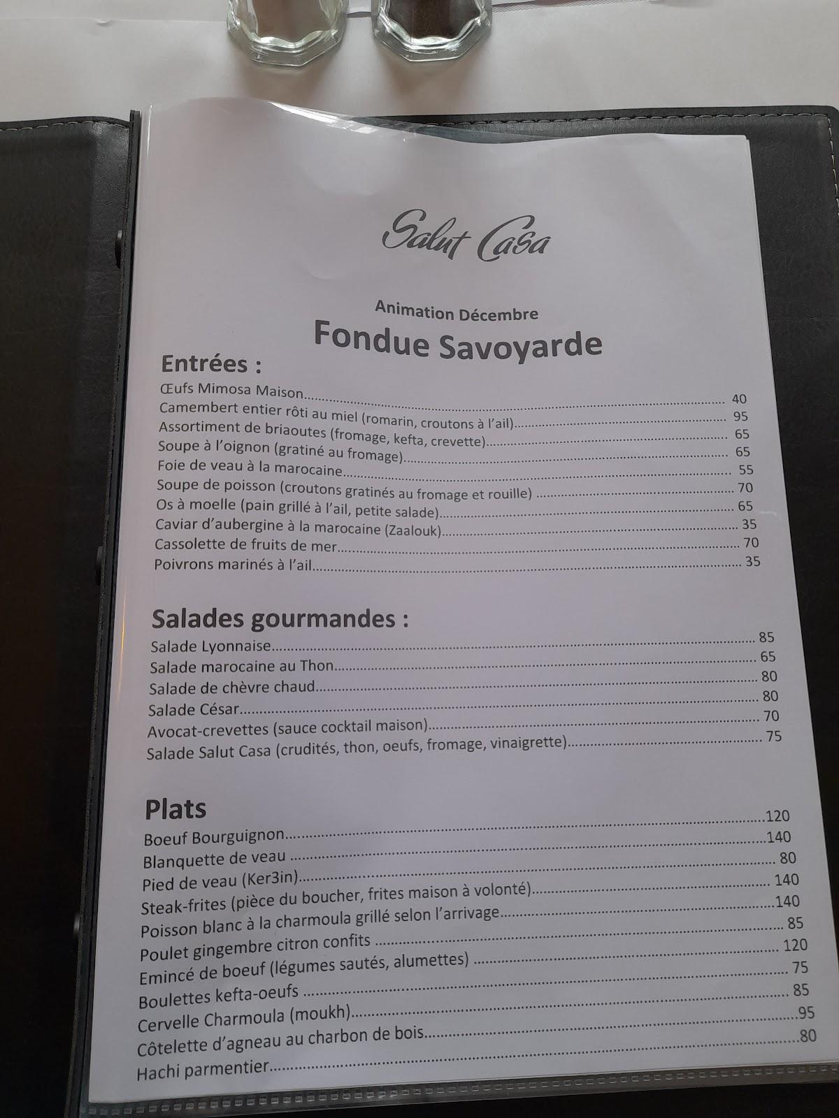 Speisekarte von Bistro SALUT CASA restaurant, Casablanca