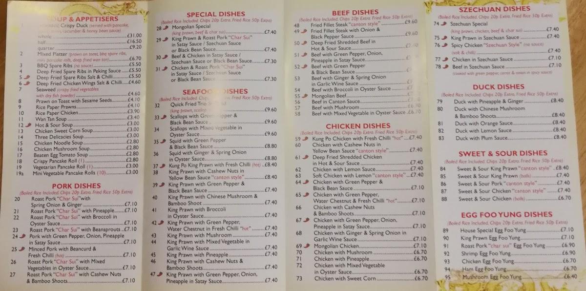 Menu at Canton House fast food, Dundee