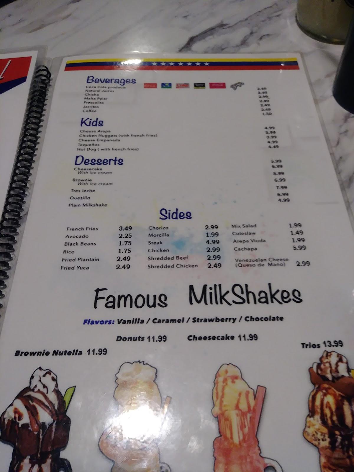 Menu at Caracas Bistro restaurant, Mishawaka