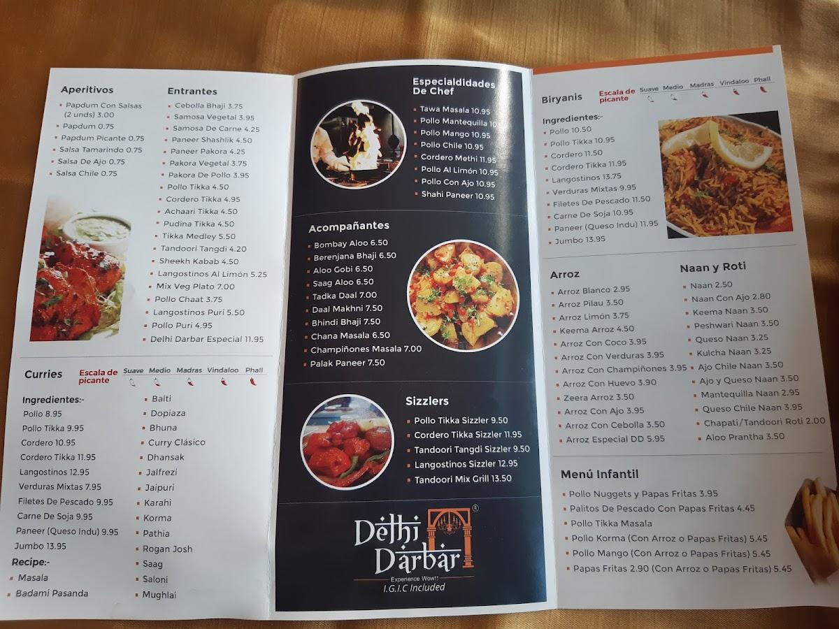 Menu at Delhi Darbar, Acantilados de los Gigantes