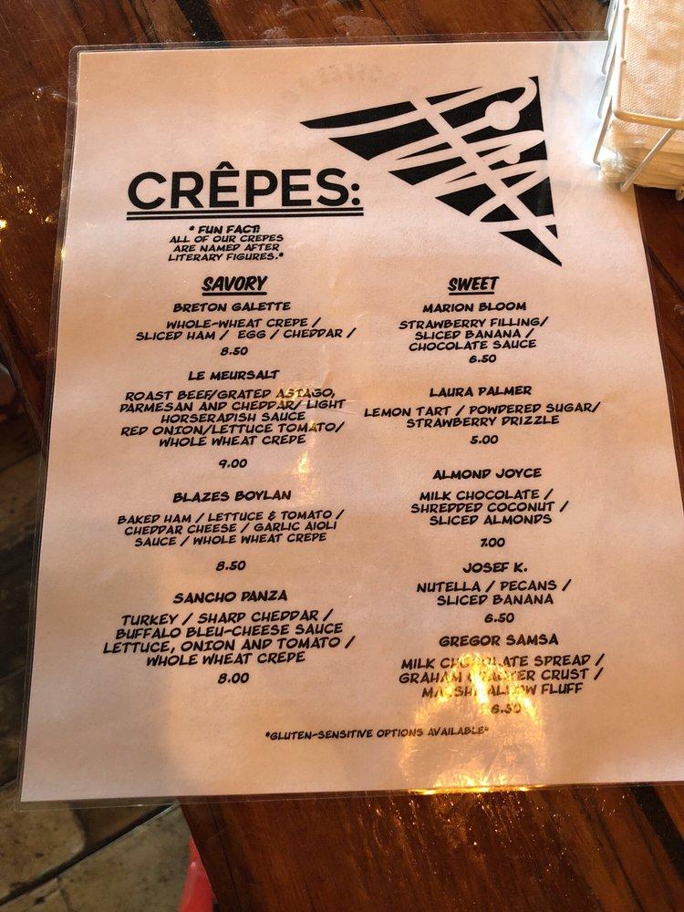 Menu at Nomad Coffee and Crepes cafe, Ballston Spa