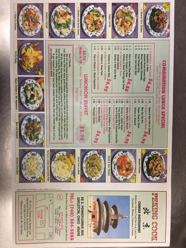 Menu at Peking Cook restaurant, Wellston