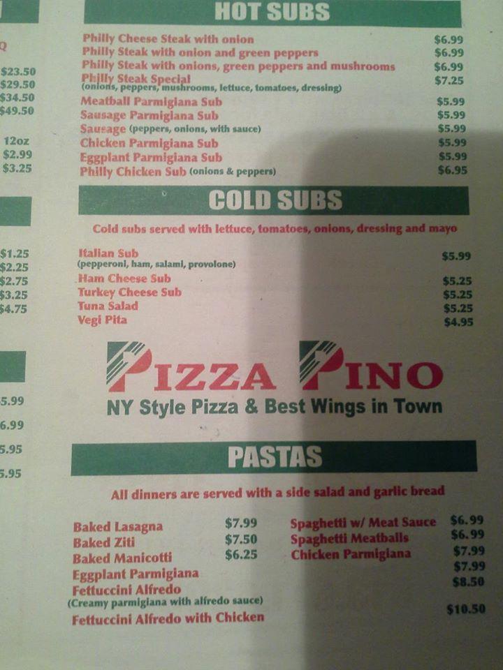 Menu at Pizza Pino pizzeria, Tampa, S 78th St