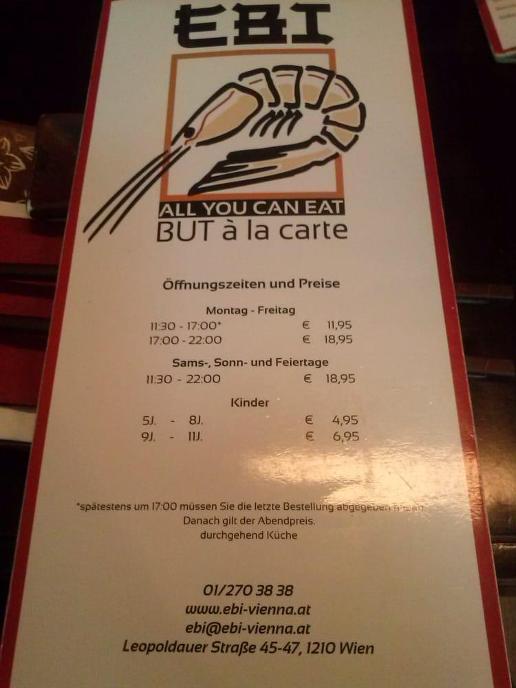 Speisekarte von Restaurant Ebi 21, Wien, Leopoldauer Str. 45-47