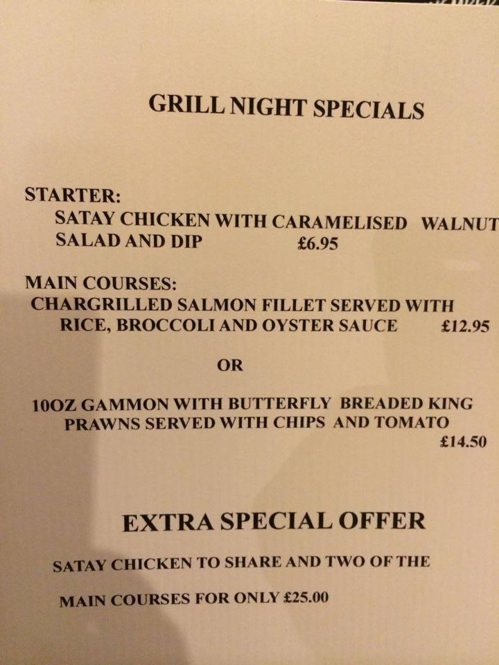 Menu at The Globe Inn pub & bar, Sampford Peverell, 14-16 Lower Town