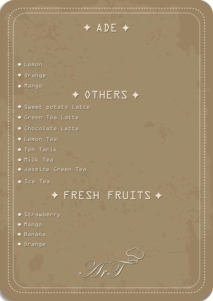Menu at Art Cafe and Resto, Bandung