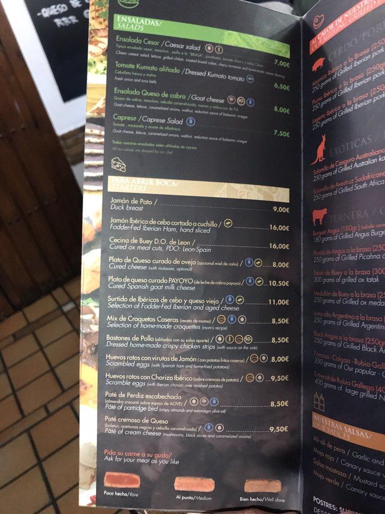 Menu at EntreBrasas Granada pub & bar, Granada