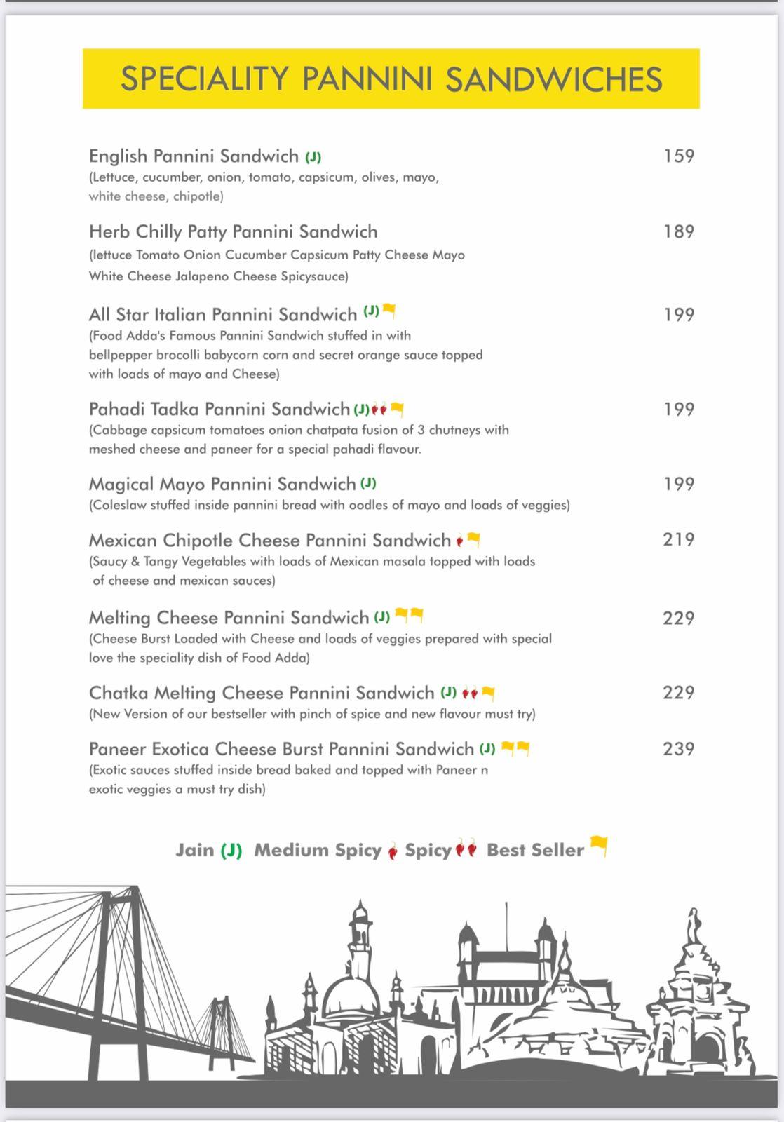 Menu at FOOD ADDA ( Amin Marg ), Rajkot, Kotecha Nagar Main Rd