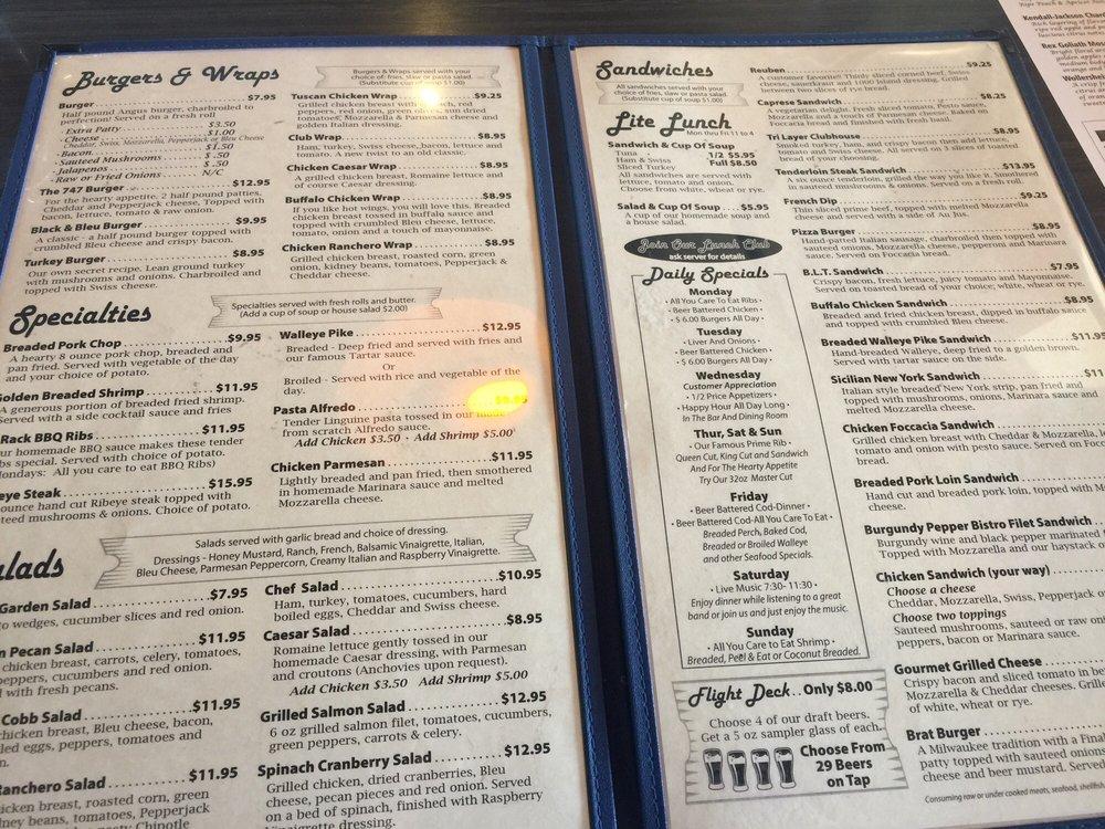 Menu at Final Approach restaurant, Milwaukee