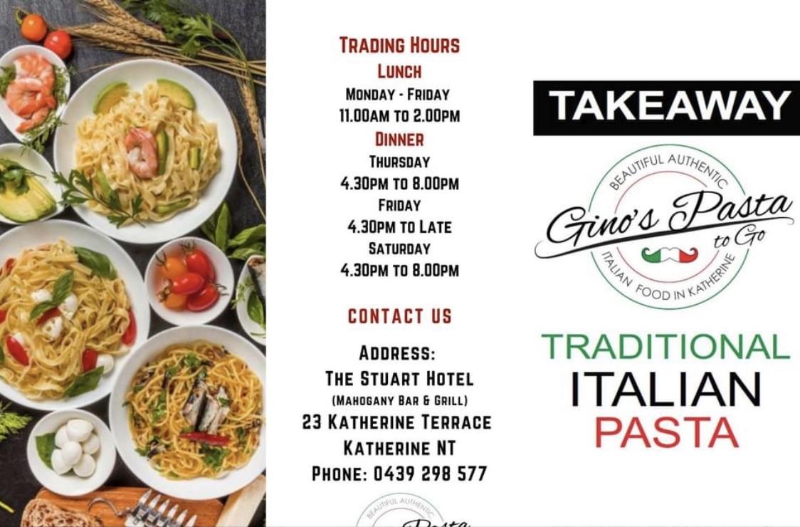 Carta del restaurante Gino’s Pasta to Go, Katherine South