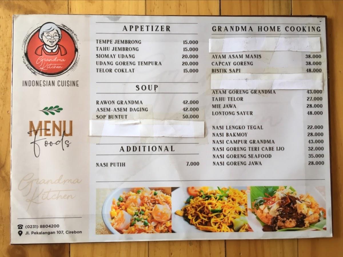 Menu at Grandma Kitchen restaurant, Cirebon