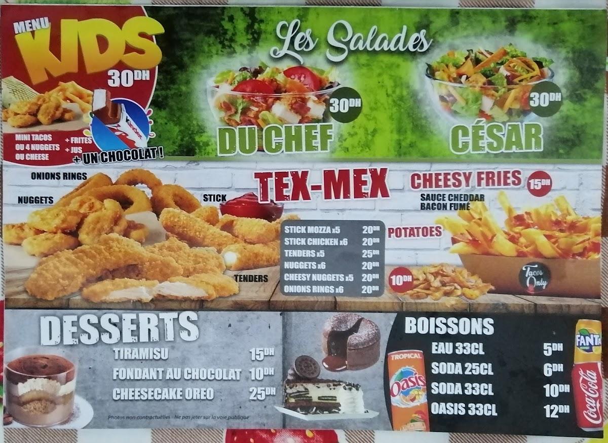 Menu au Tacos Only restaurant, Mohammedia, n°2