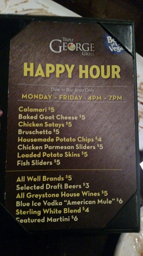Menu at Triple George Grill steakhouse, Las Vegas