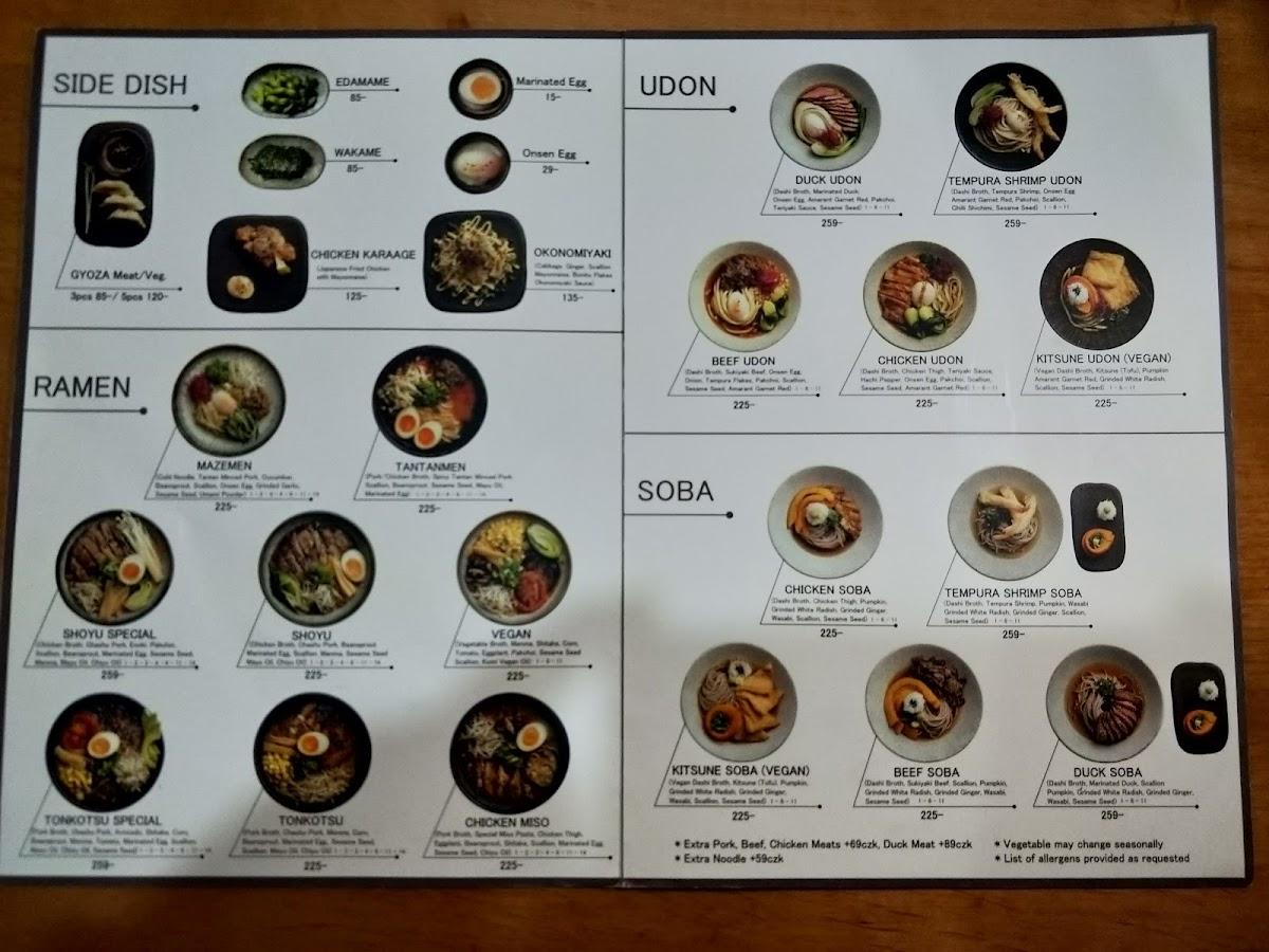 Menu at BON Fresh Ramen & Soba restaurant, Prague, Ibsenova 1234/1
