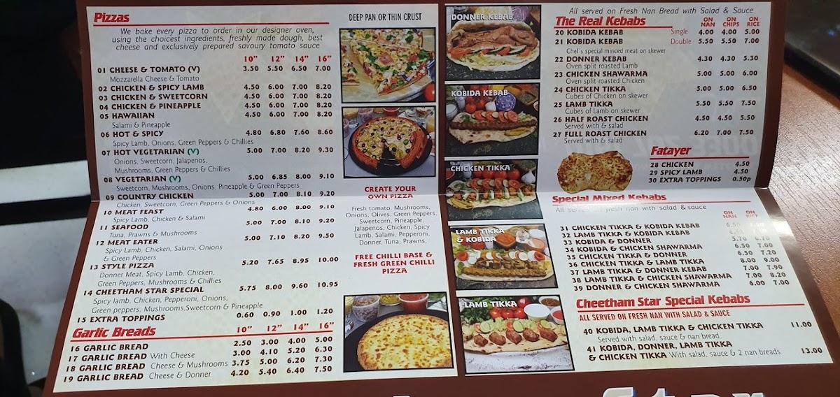Menu at Cheetham Star restaurant, Manchester