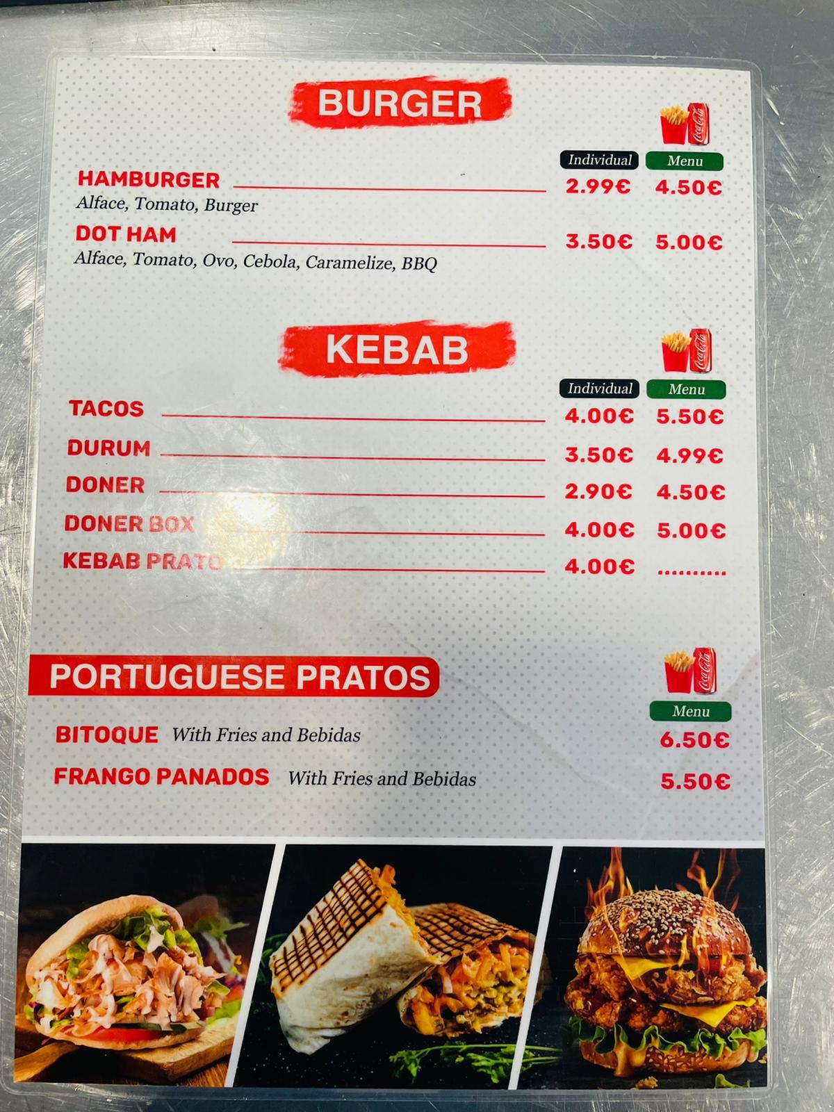 Menu em Dot Pizza and Kebab restaurante, Queluz