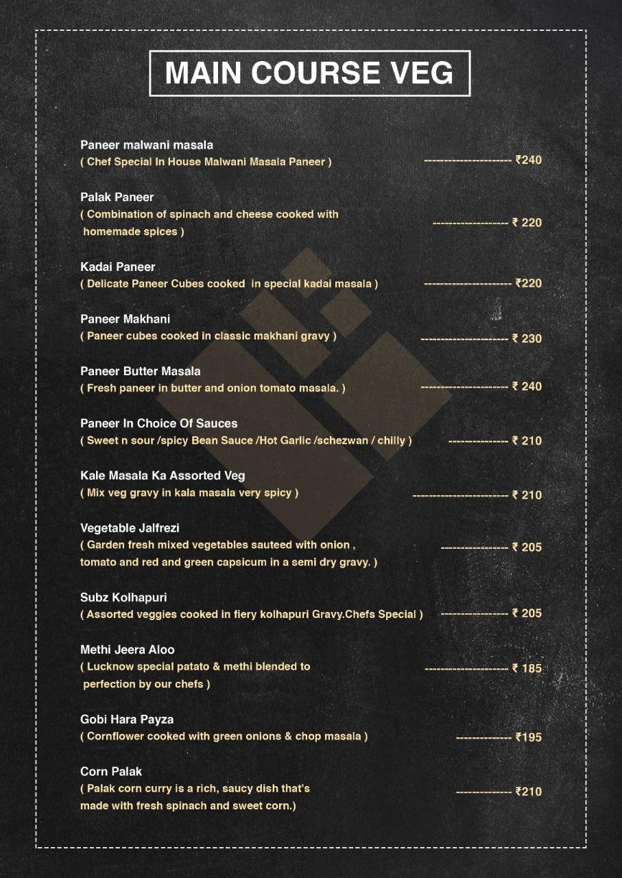 Menu at Hotel Mayur Express, India