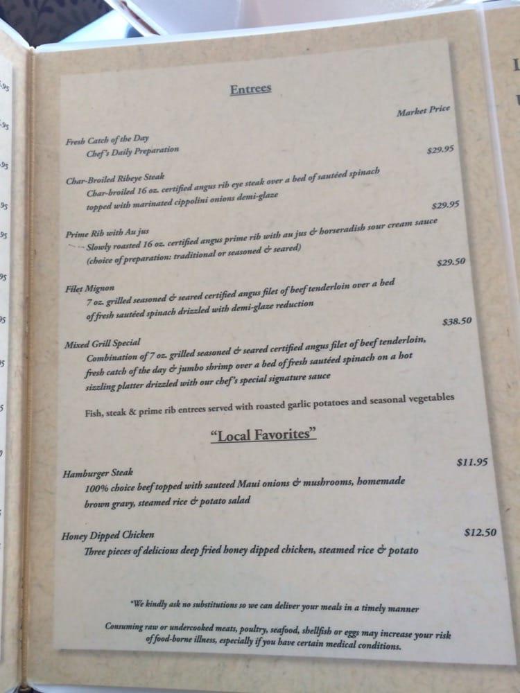 Menu at Kula Bistro restaurant, Kula