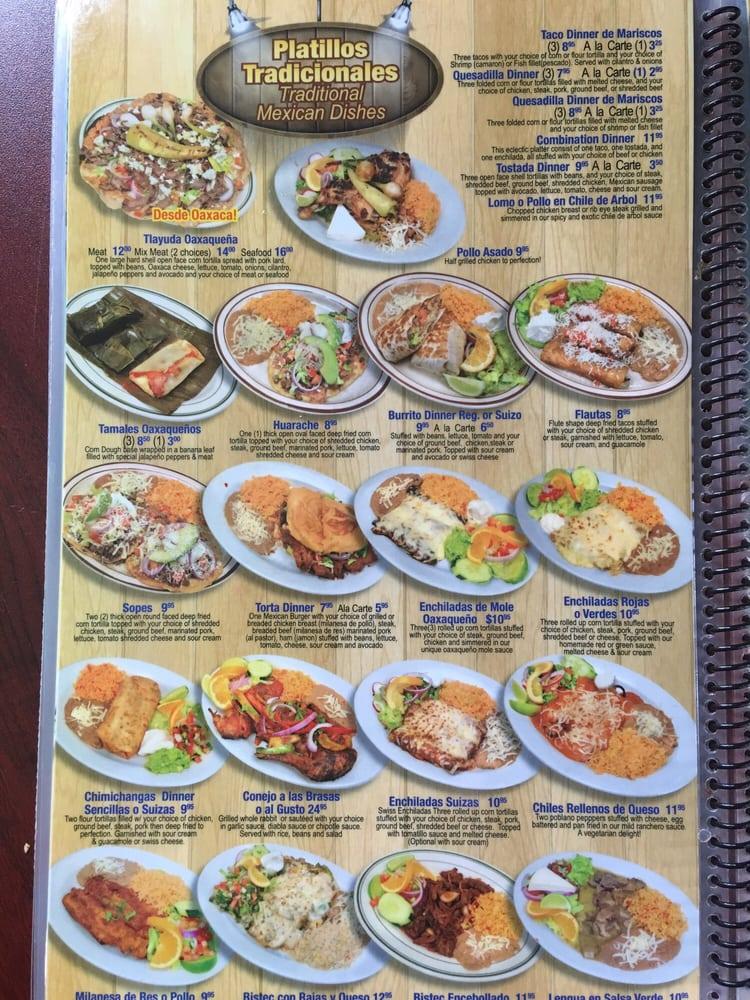 Menu at La Canoa restaurant, Waukegan