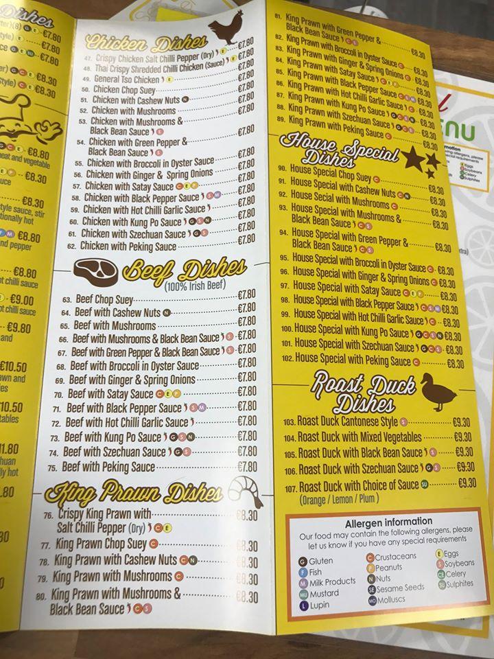 Menu at Lemon Tree Cabra restaurant, Dublin, 58 Faussagh Ave
