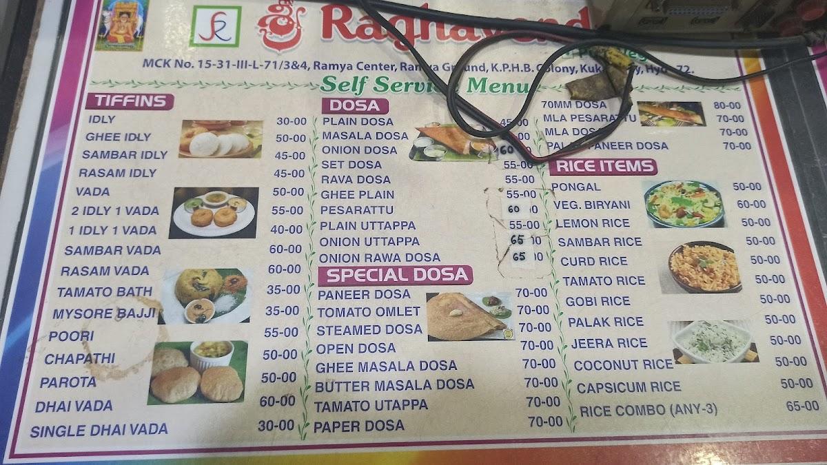Menu at Ragavendra Pure Veg, Hyderabad, MIG-709