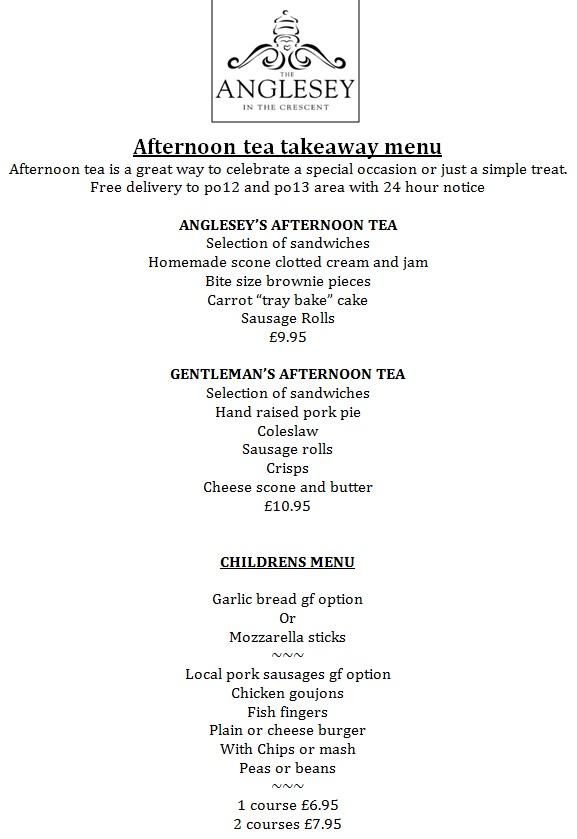 Menu at The Anglesey Hotel pub & bar, Gosport