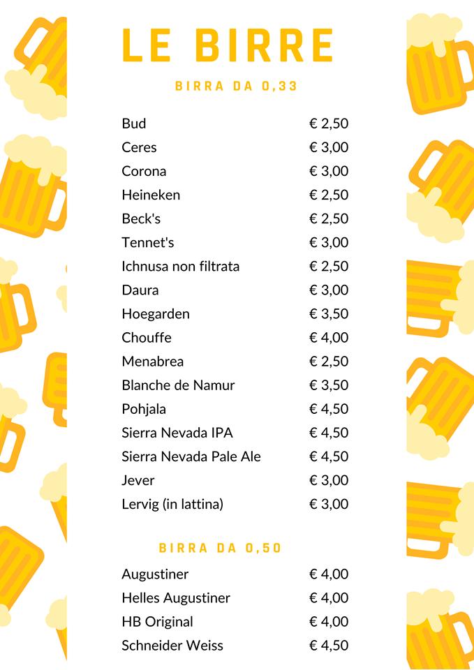 Menu da Bar Gianni, Parma