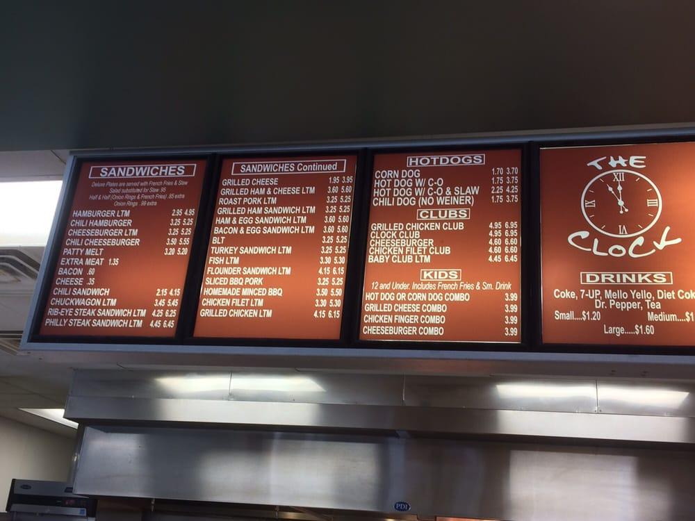 Menu at Clock of Williamston restaurant, Williamston