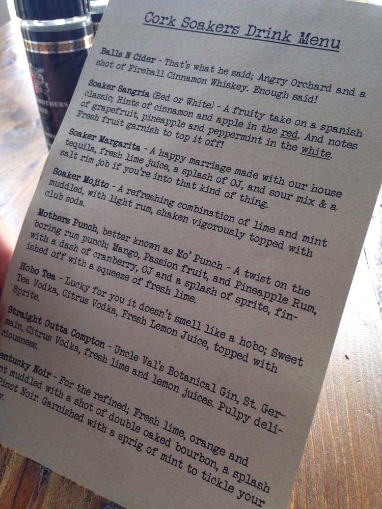 Menu at Cork Soakers Deck & Wine Bar, Cape Coral