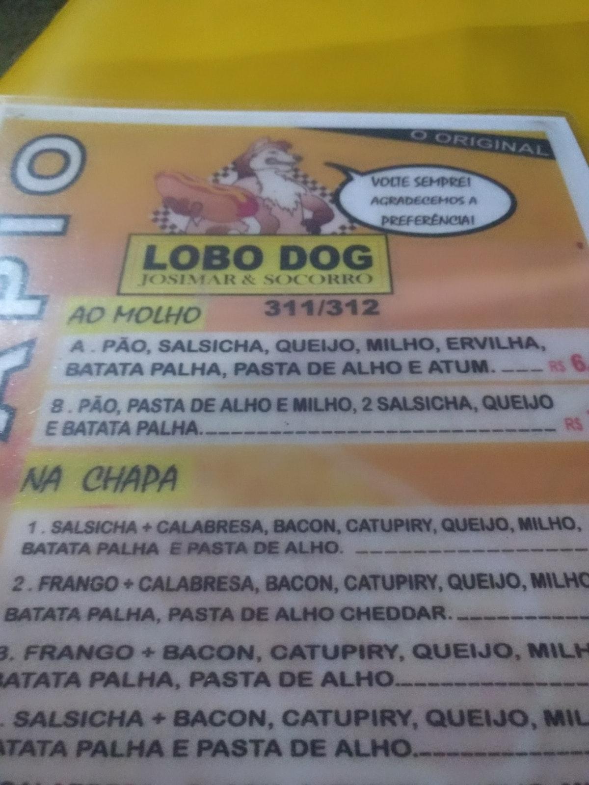 Menu at Lobo Dog restaurant, Brasília, SHCS EQS 311/312
